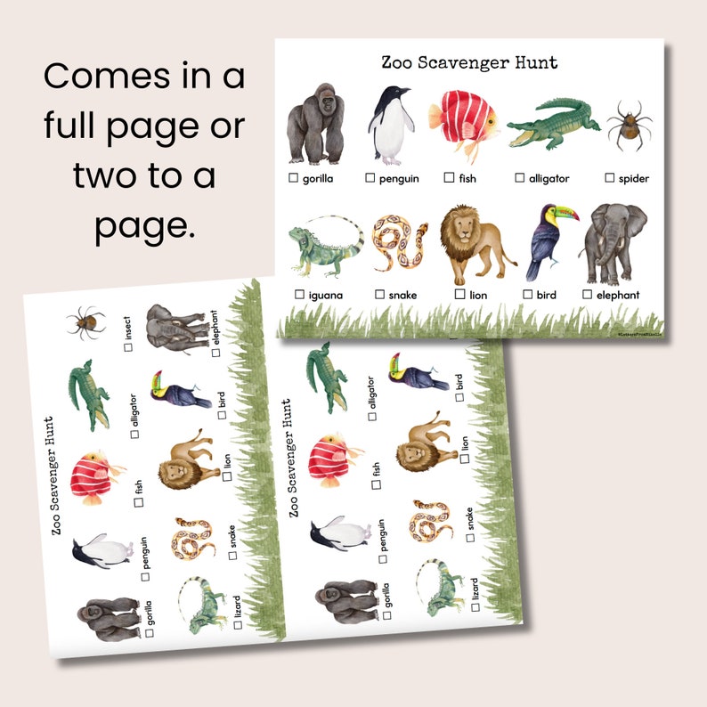 Printable Scavenger Hunt, Zoo Scavenger Hunt, Animal Party Game, Animal ...