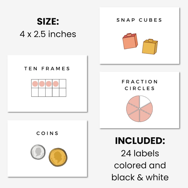 Math Manipulative Labels, Math Center Labels, Math Manipulative Bin ...