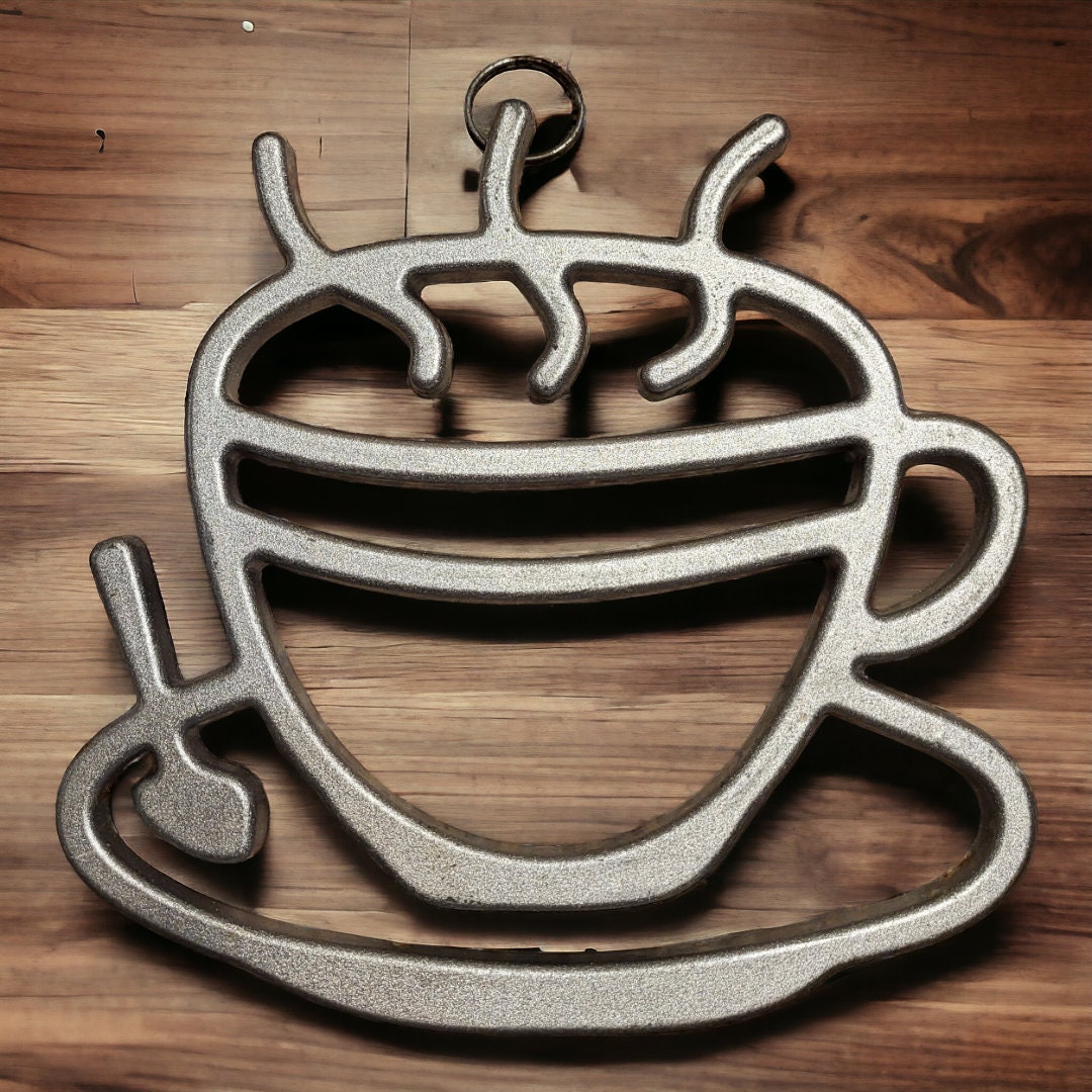Vintage Cast Aluminum Steaming Coffee Cup Shaped Footed Trivet,wall ...