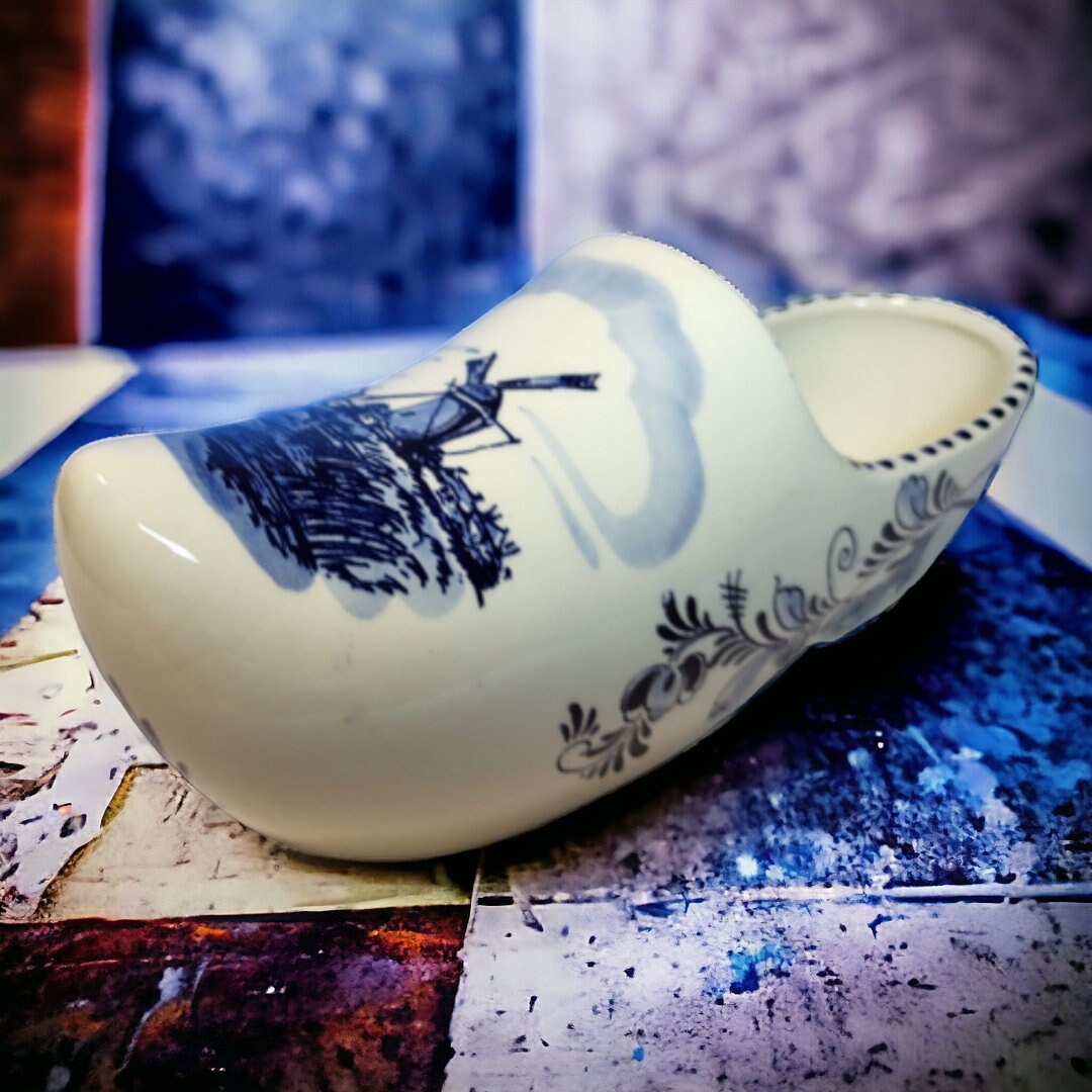 Large Antique Delft Shoe Delft Blue Wall Decor or Vase Delft Clog ...