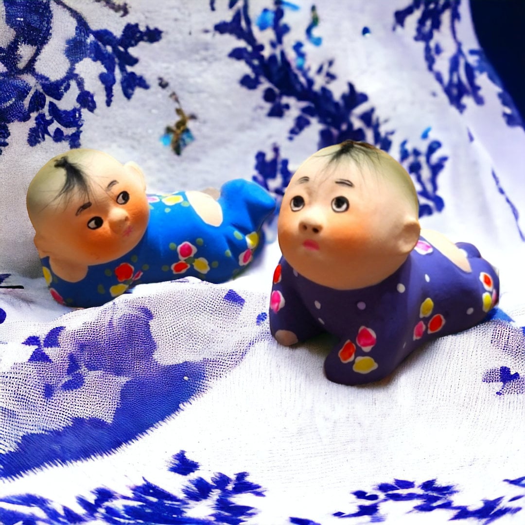 Vintage Handmade Tianjin Clay Dolls Set of 2 in Original Boxes. Great ...