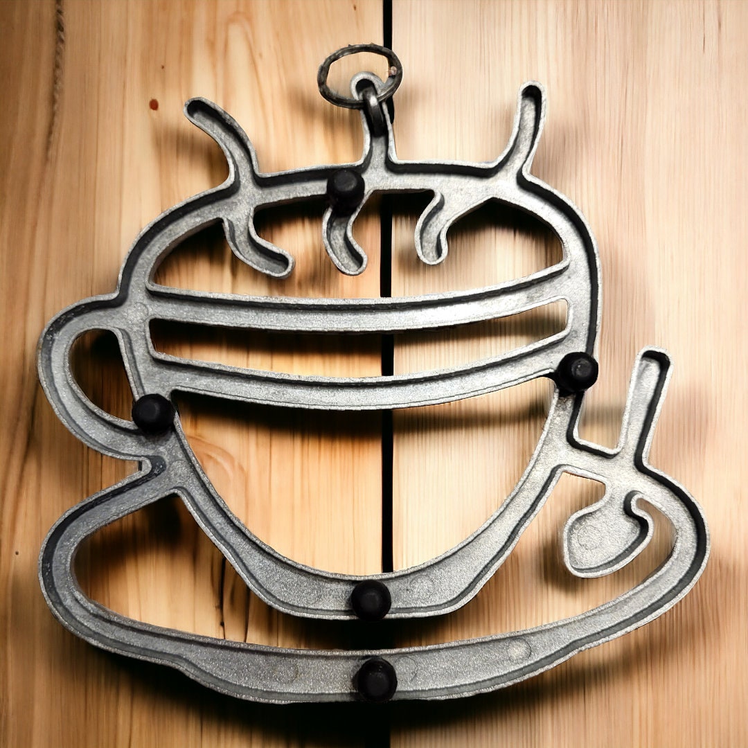 Vintage Cast Aluminum Steaming Coffee Cup Shaped Footed Trivet,wall ...