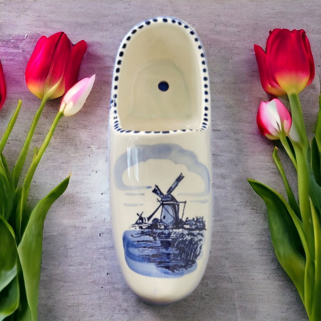 Large Antique Delft Shoe Delft Blue Wall Decor or Vase Delft Clog ...