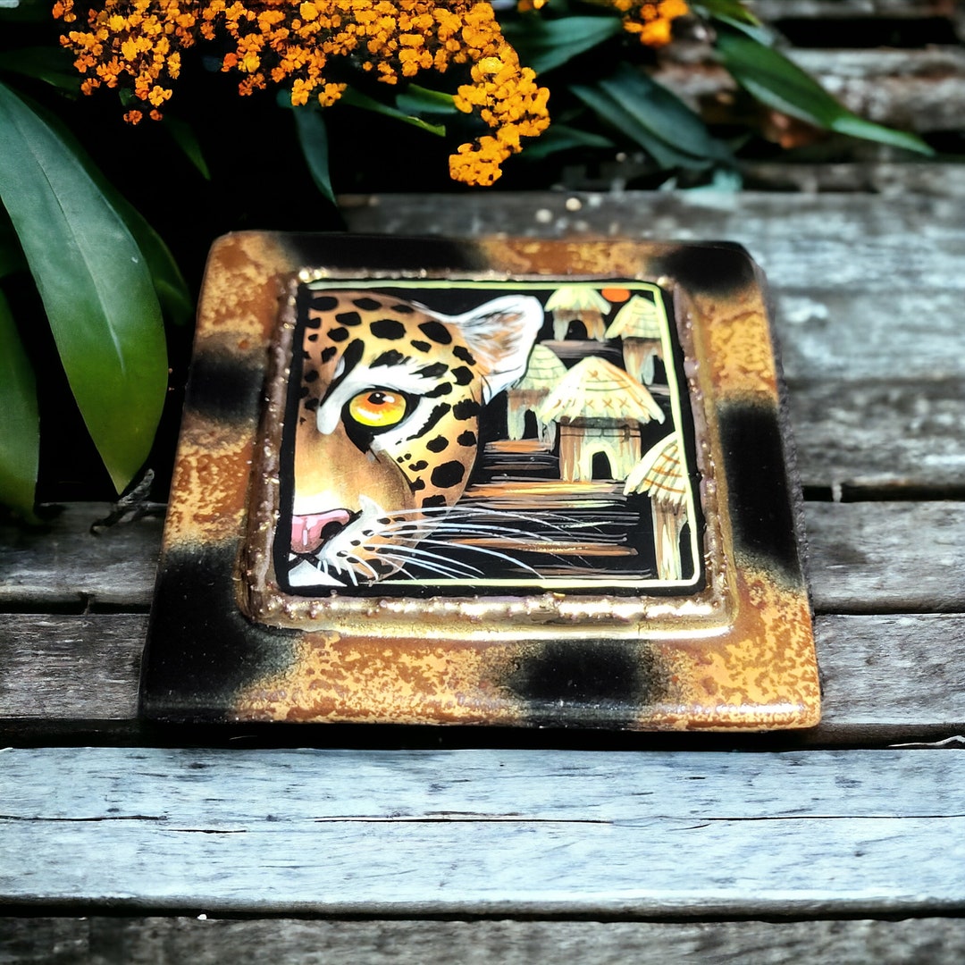 Vintage Ceramic Hand-painted Animal Print Brooch | Leopard Brooch - Etsy