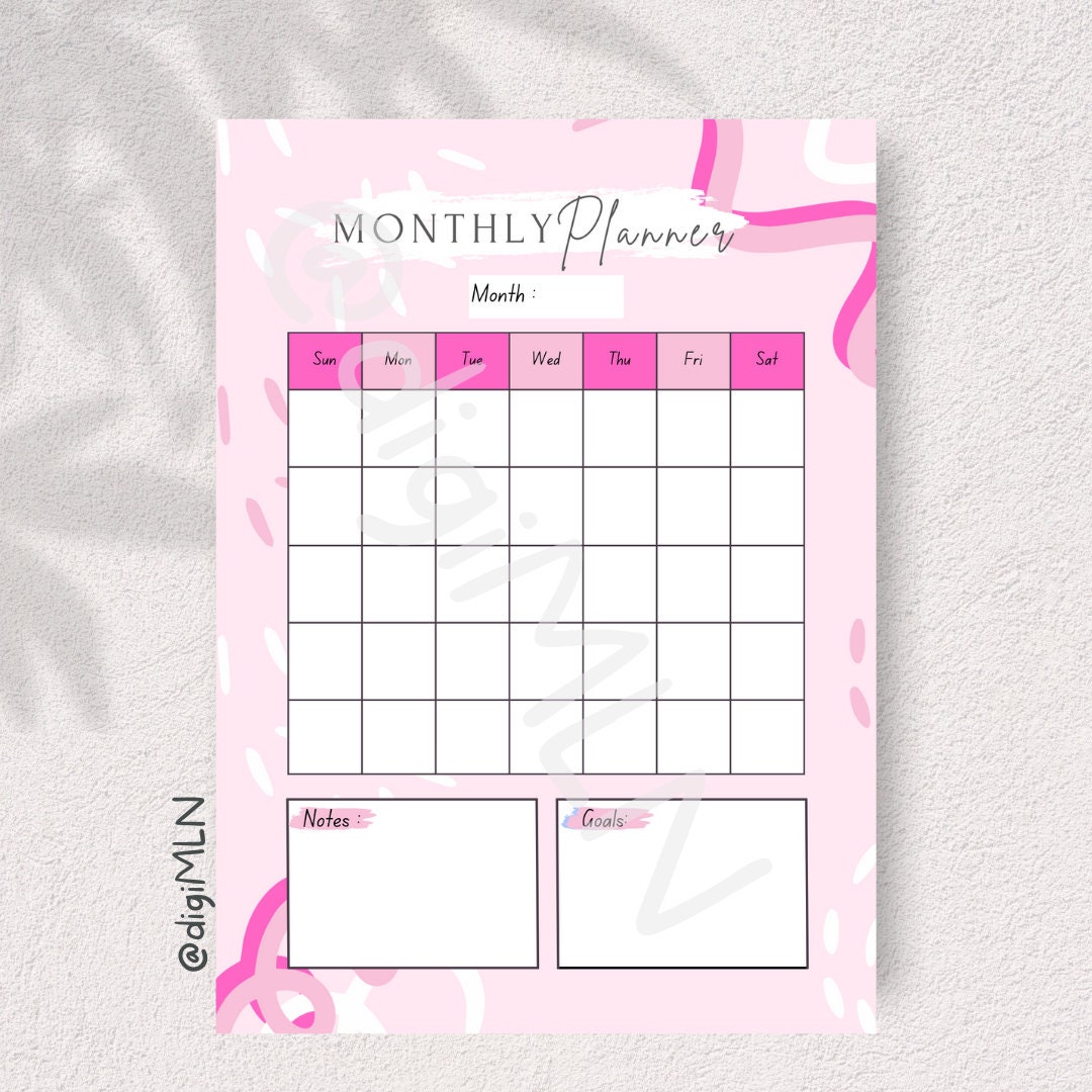 Pink Weekly Desk Planner Printable Organizer Pink Monthly Calendar ...