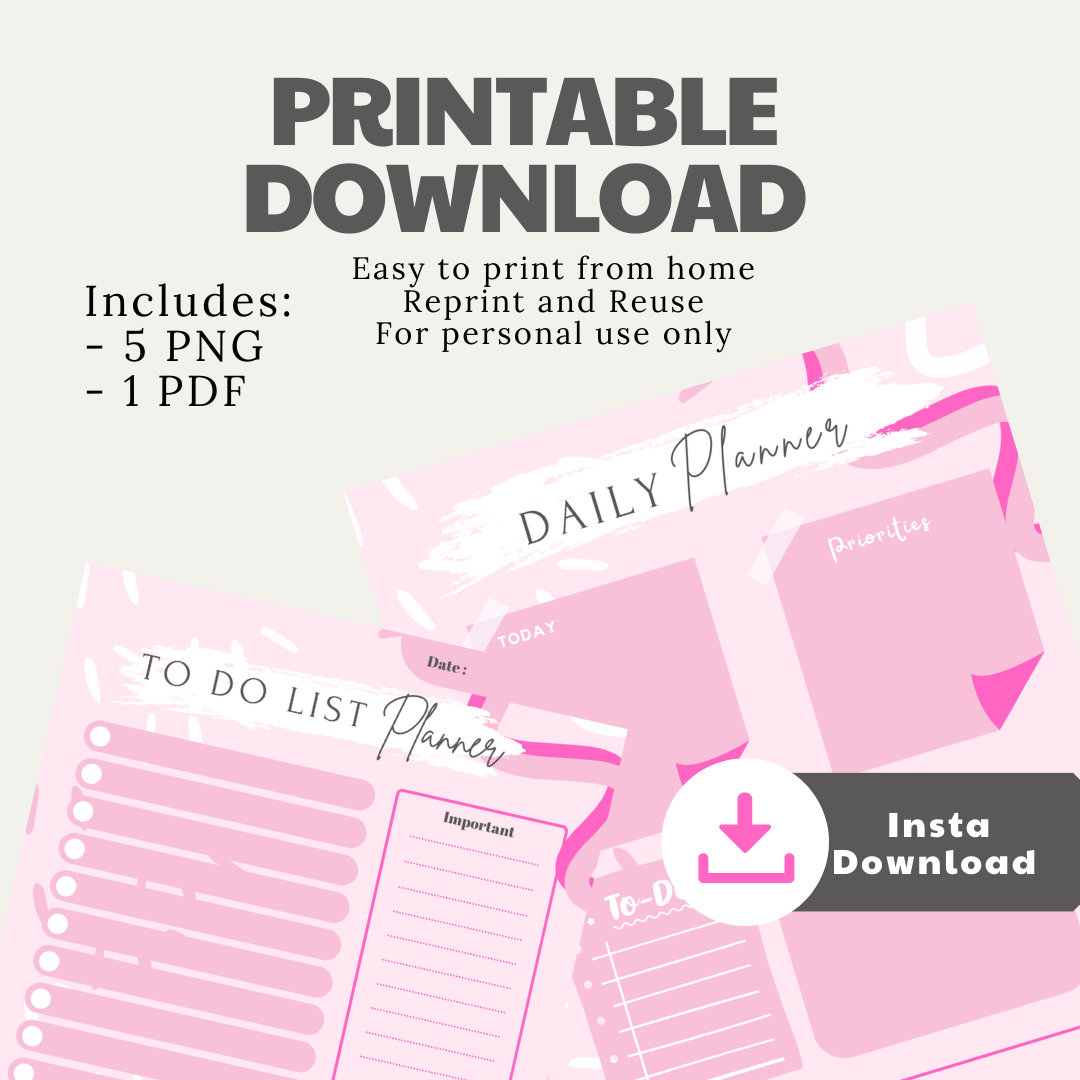 Pink Weekly Desk Planner Printable Organizer Pink Monthly Calendar ...