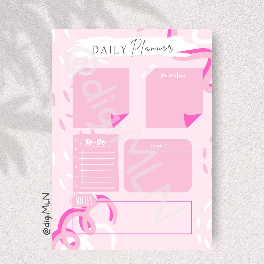 Pink Weekly Desk Planner Printable Organizer Pink Monthly Calendar ...