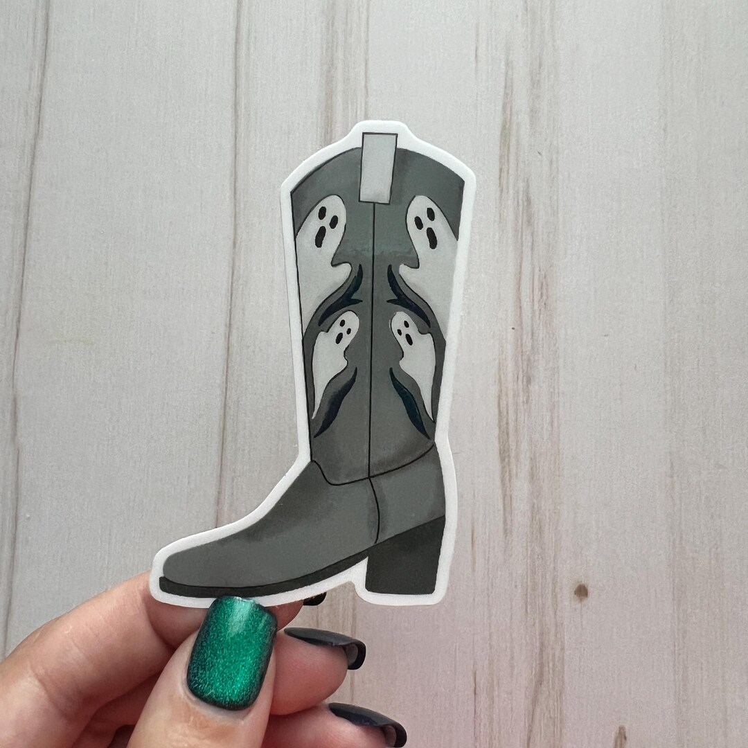 Spooky Halloween Cowboy Boot Sticker | Ghost Cowboy, Goth Cowboy ...