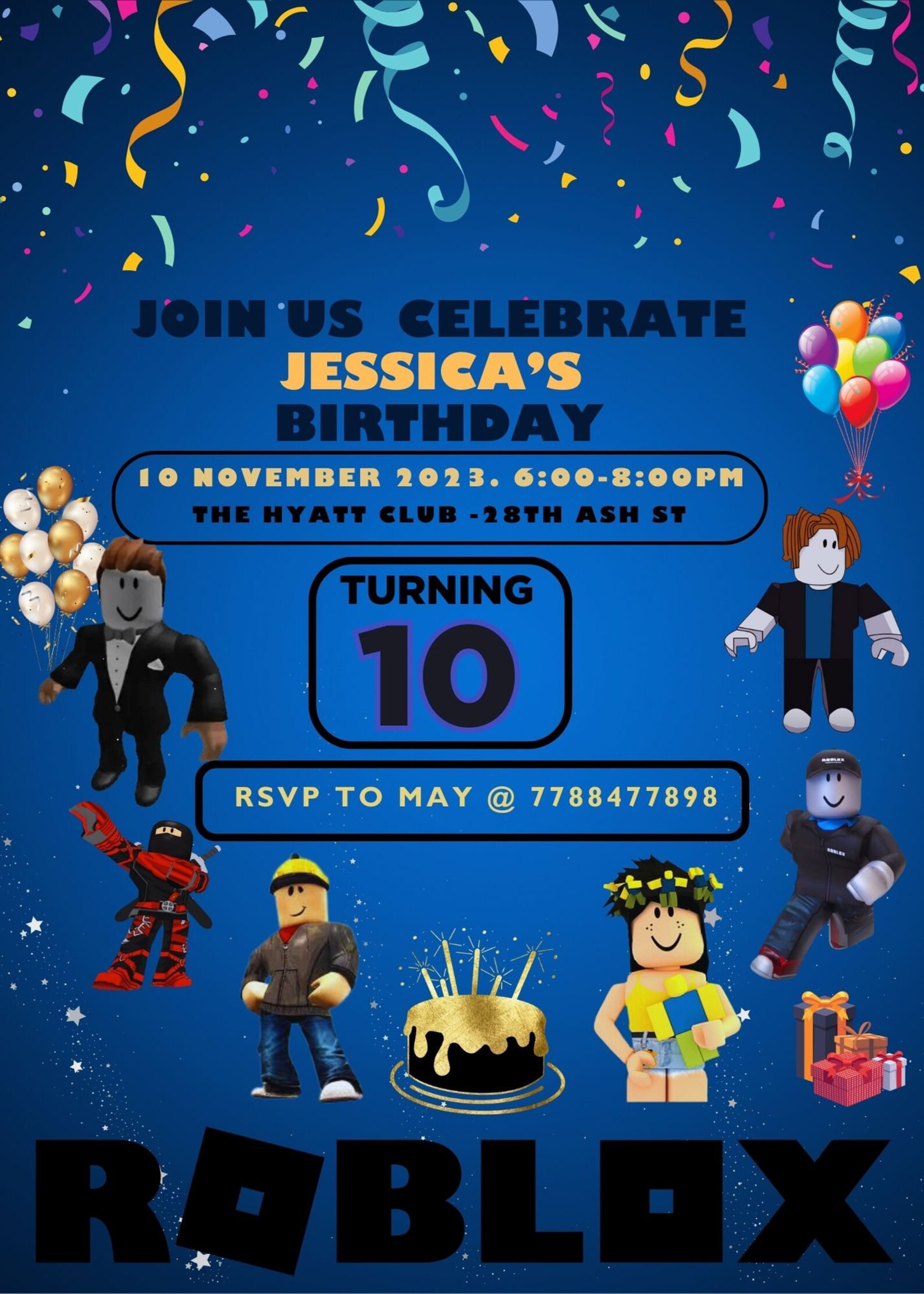 Roblox Birthday Invitation, Roblox Game Party, Editable Roblox Boys Invite Template, Kids Roblox ...