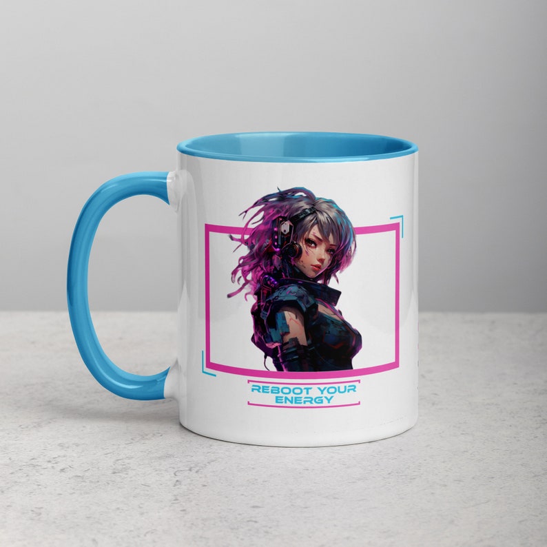 Neon Punk Anime Girl Reboot Energy Mug Cyber Futuristic Punk - Etsy