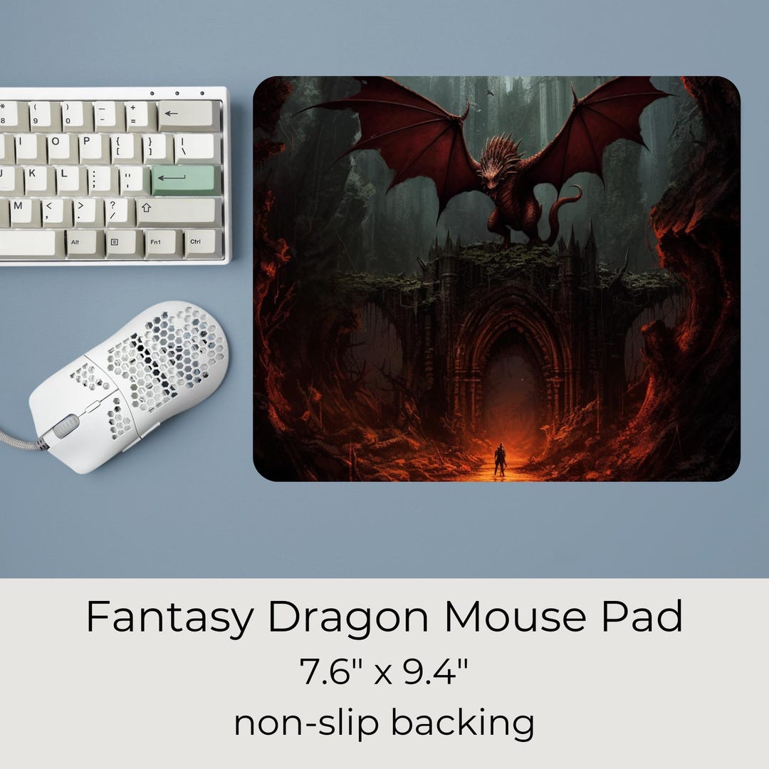 Fantasy Dragon Mousepad, Mythical Creature Desk Accessory, Gaming Mouse ...