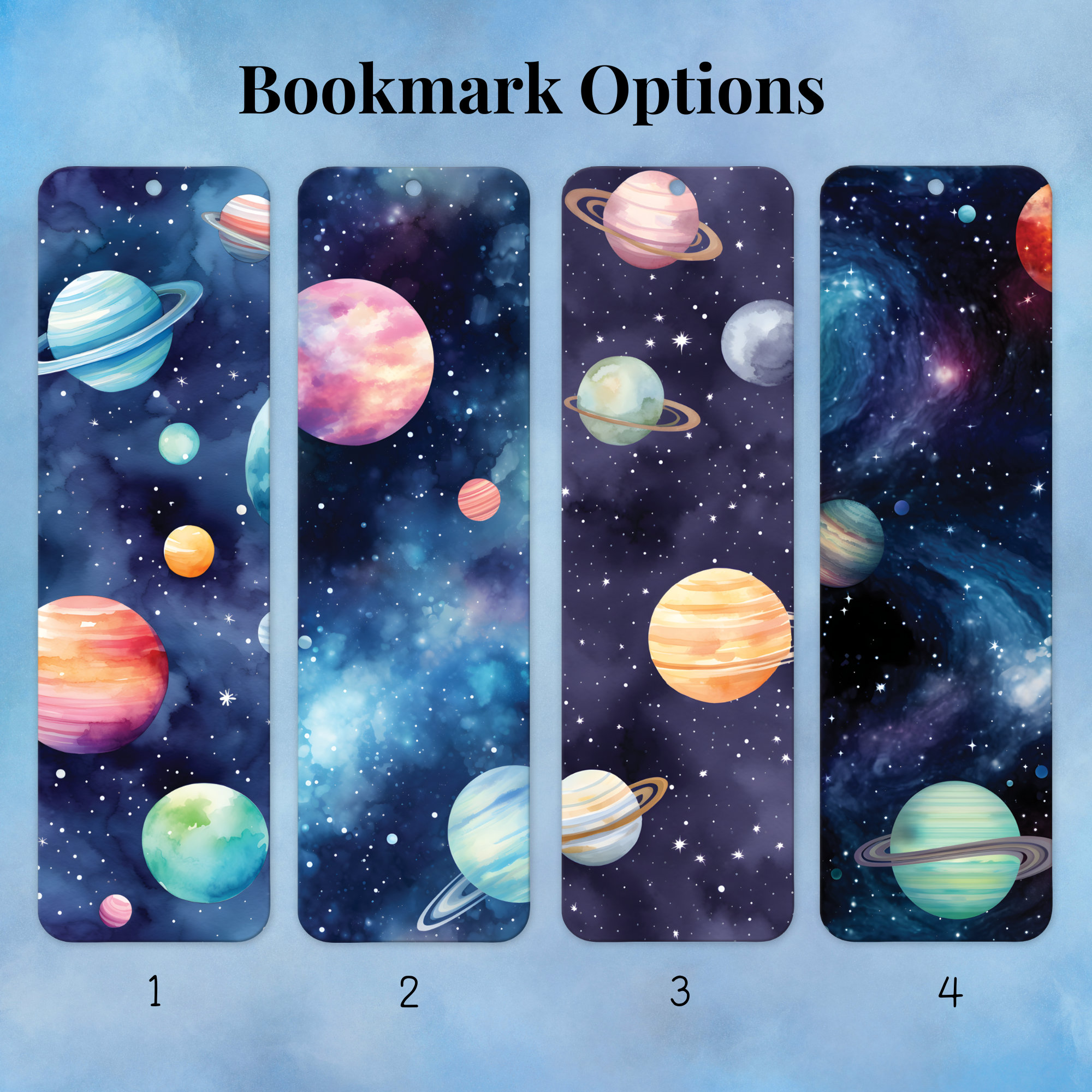 Watercolor Planets Metal Bookmarks W/ Tassels, Outer Space Bookmark ...