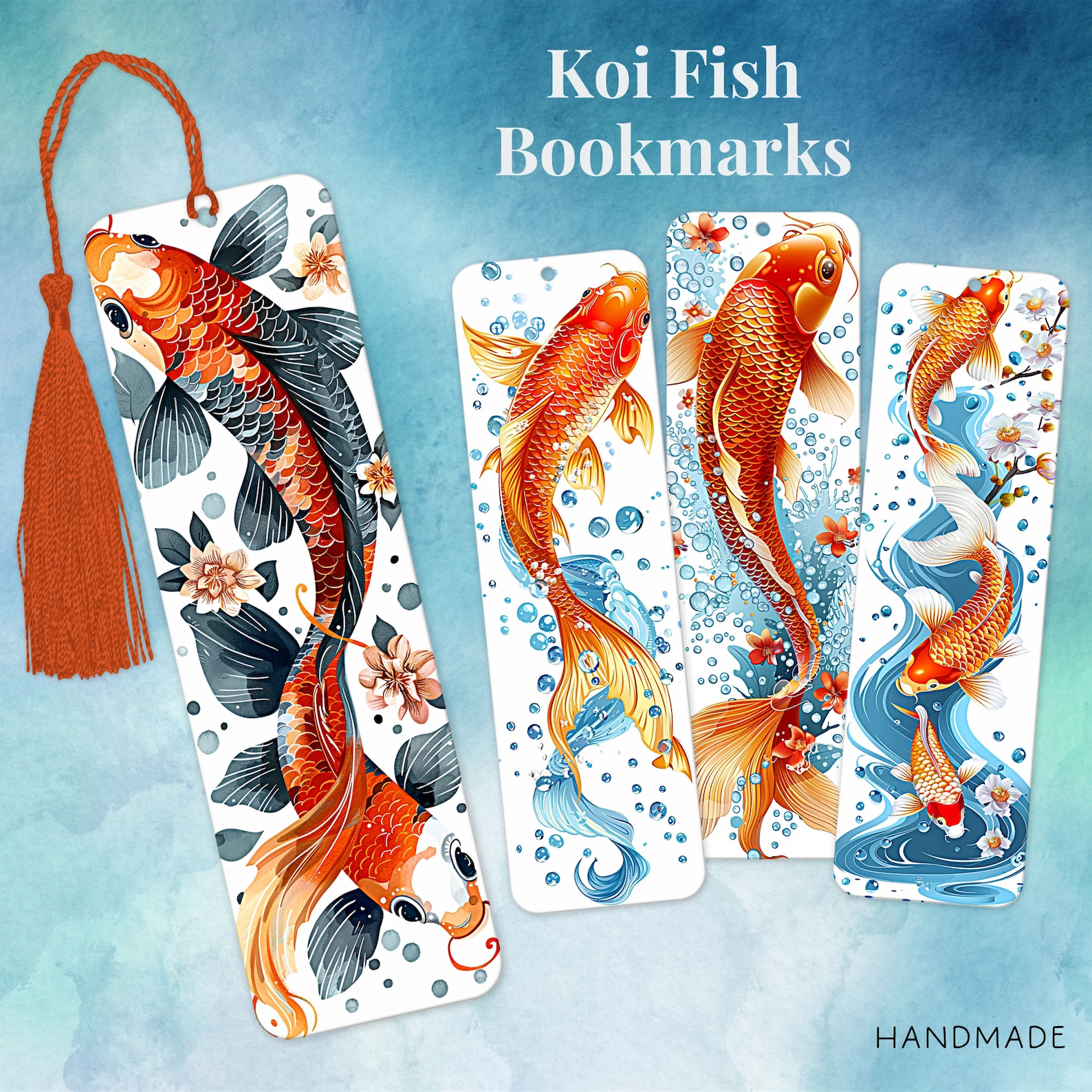 Koi Fish Metal Bookmarks W/ Tassels, Fish Lover Bookmark, Koi Gift ...