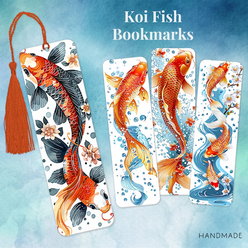 Koi Fish Metal Bookmarks W/ Tassels, Fish Lover Bookmark, Koi Gift ...
