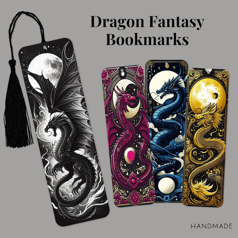 Dragon Metal Bookmark With Tassels, Fantasy Reader Bookmark, Handmade ...