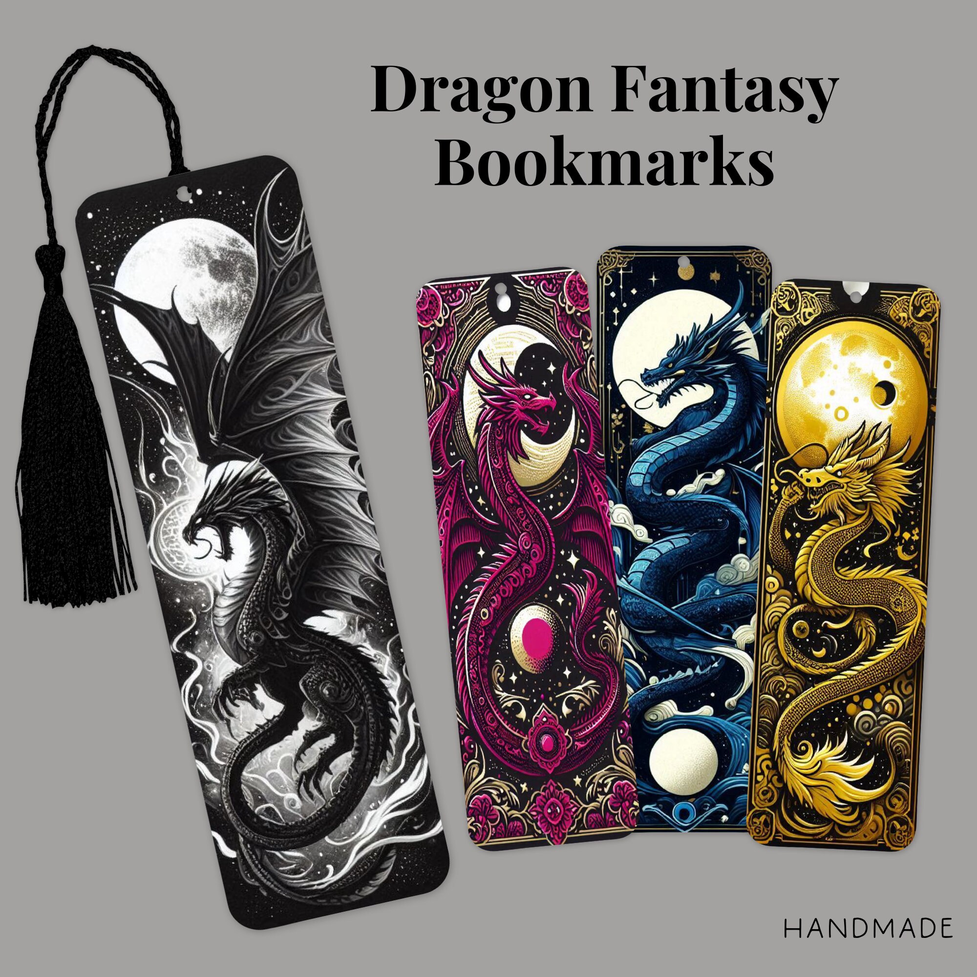 Dragon Metal Bookmark With Tassels, Fantasy Reader Bookmark, Handmade ...