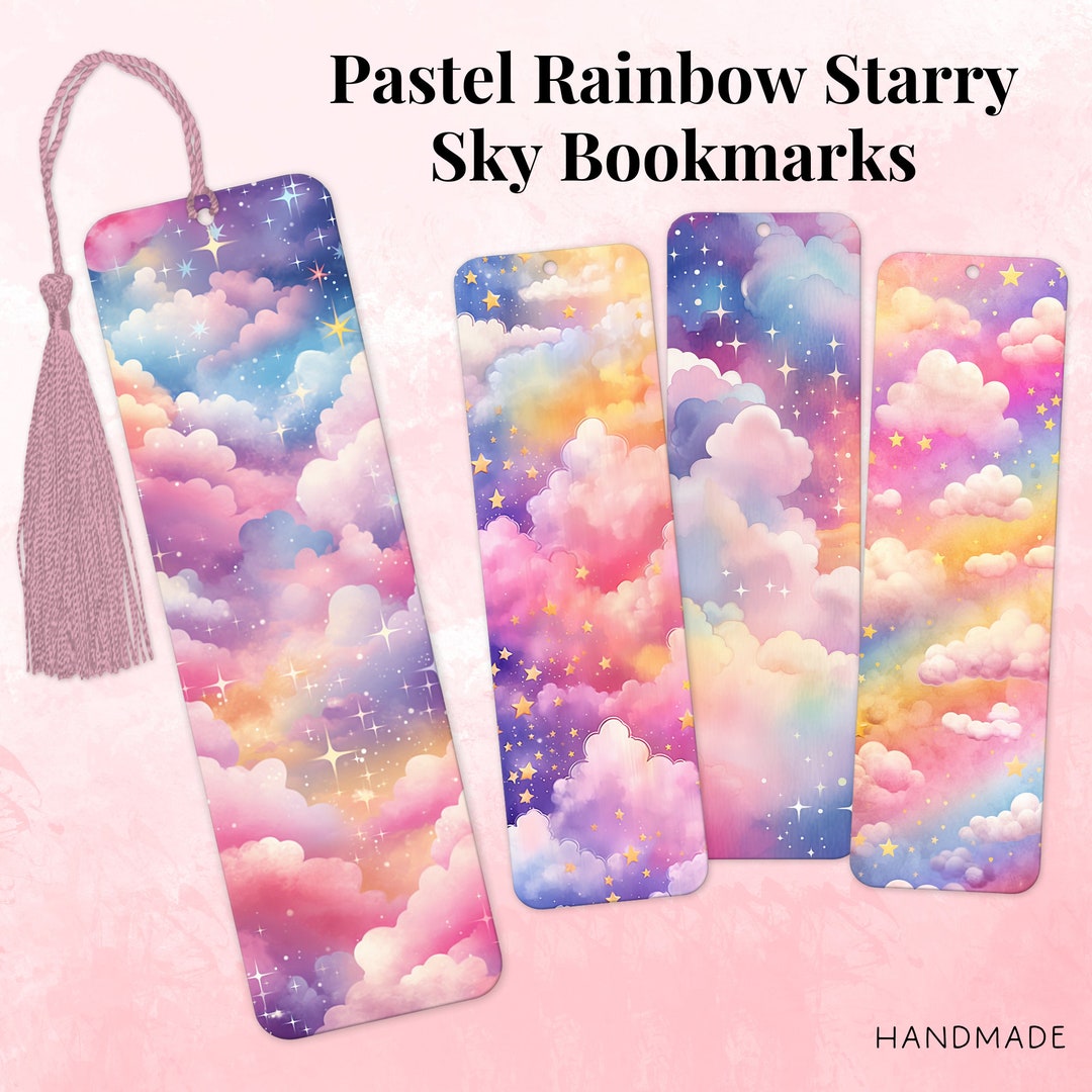 Pastel Rainbow Starry Sky Metal Bookmarks W/ Tassel, Sunset Bookmarks ...