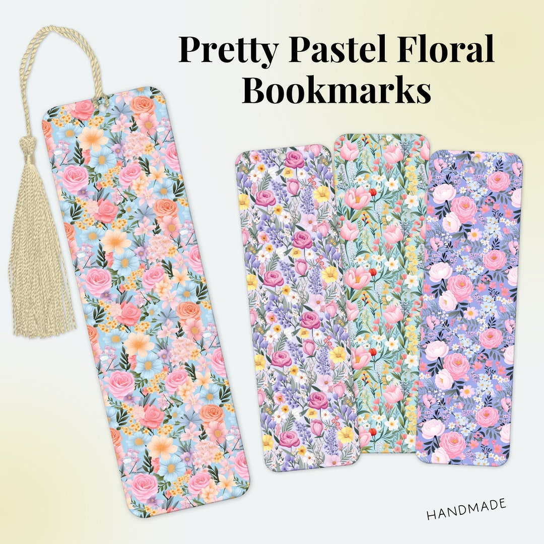 Pretty Pastel Floral Bookmarks, Flower Bookmark, Handmade Bookmark ...