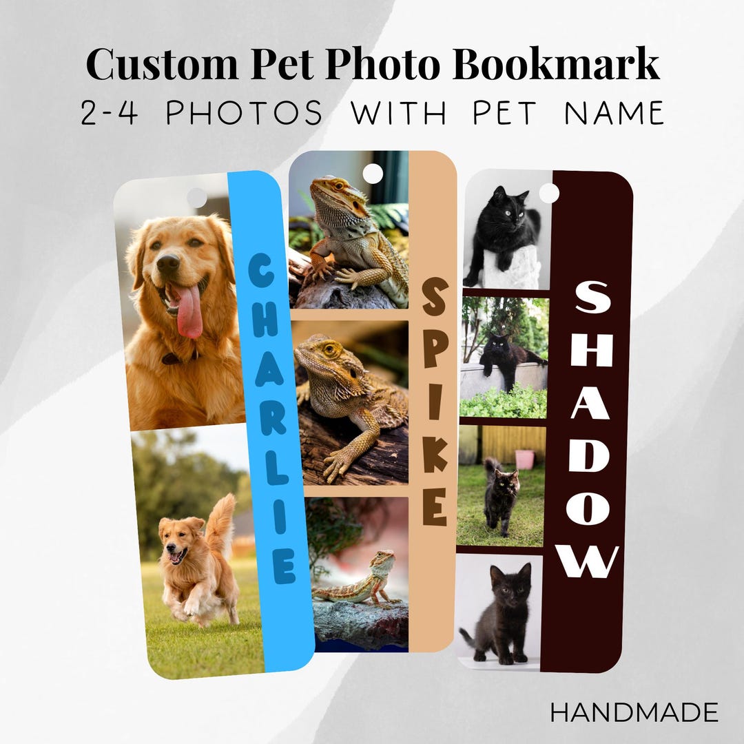 Custom Pet Photo Bookmarks With Name & Tassel, Bookworm Gift ...