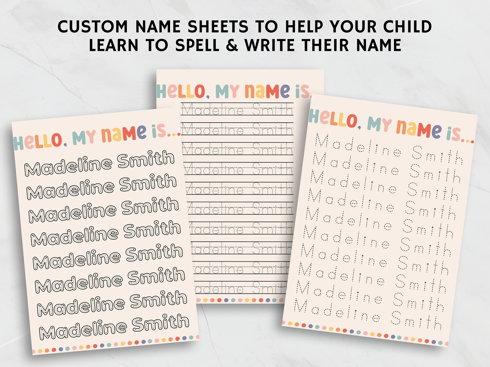 Custom Printable Name Tracing Worksheets for Kids, Letter Tracing ...