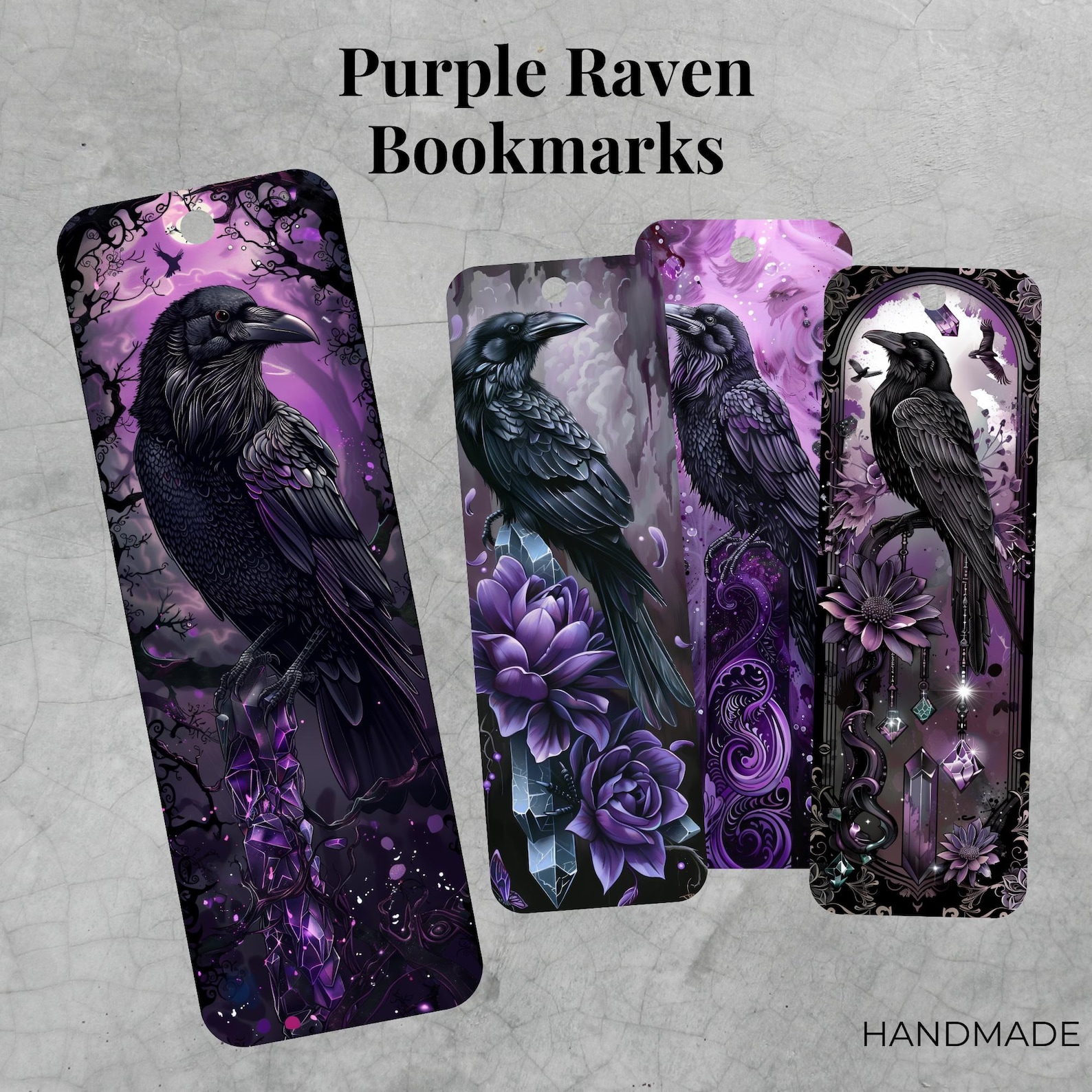 Purple Raven Metal Bookmark With Tassel, Fantasy Reader Bookmark ...