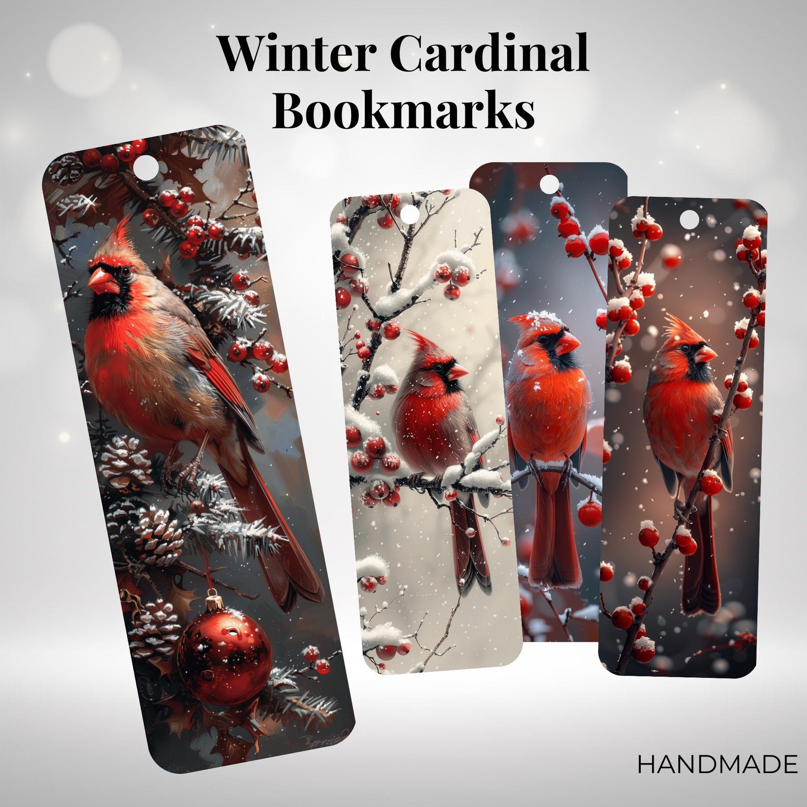 Winter Cardinal Bookmark With Tassel, Bird Bookmark, Birdwatcher Gift ...