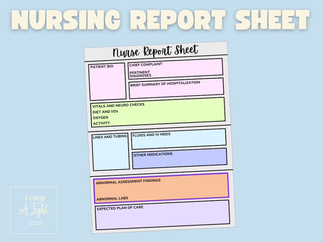 The Ultimate Nursing Report Sheet | Template | Clinical Nursing Student ...