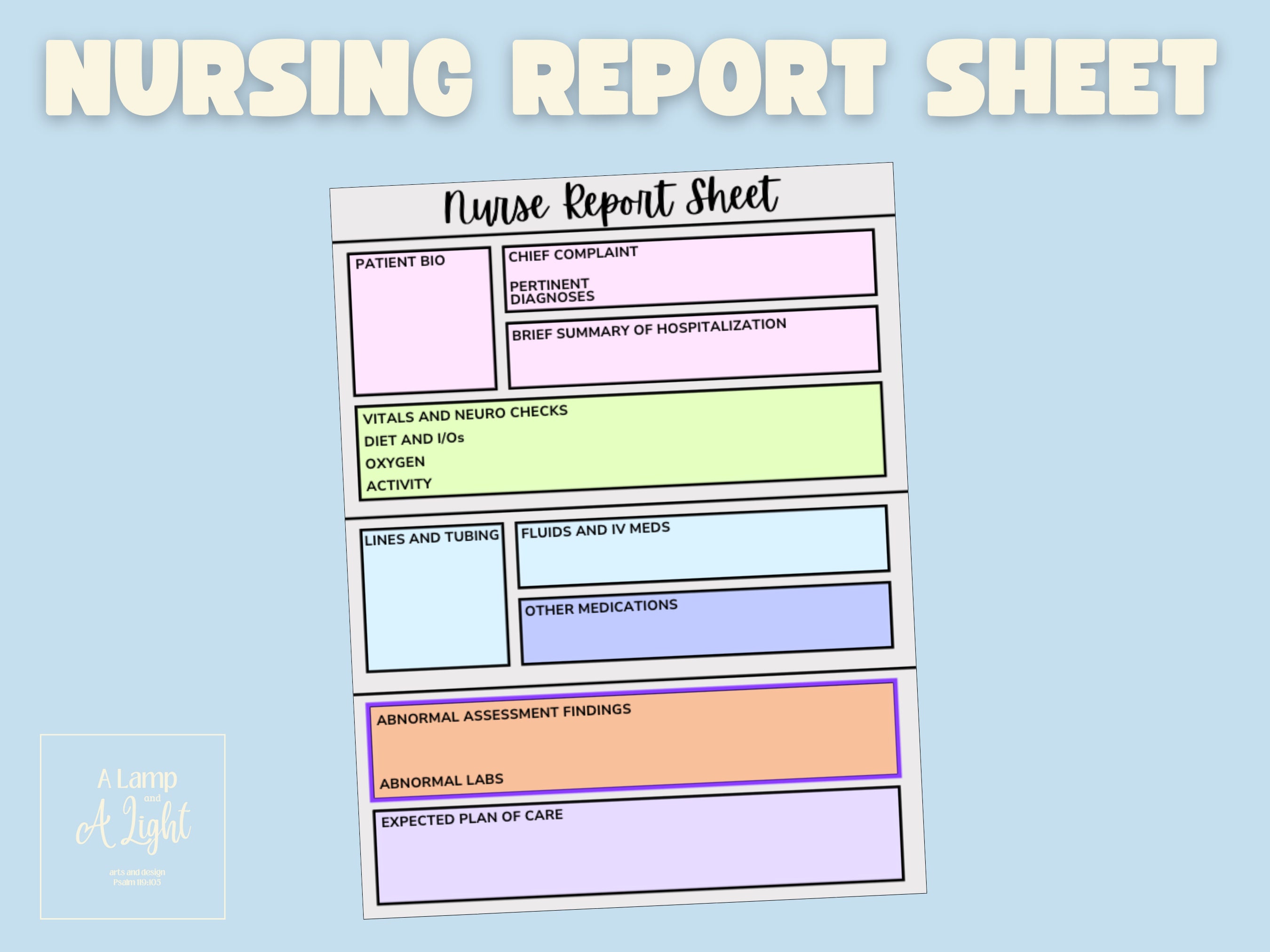 The Ultimate Nursing Report Sheet | Template | Clinical Nursing Student ...