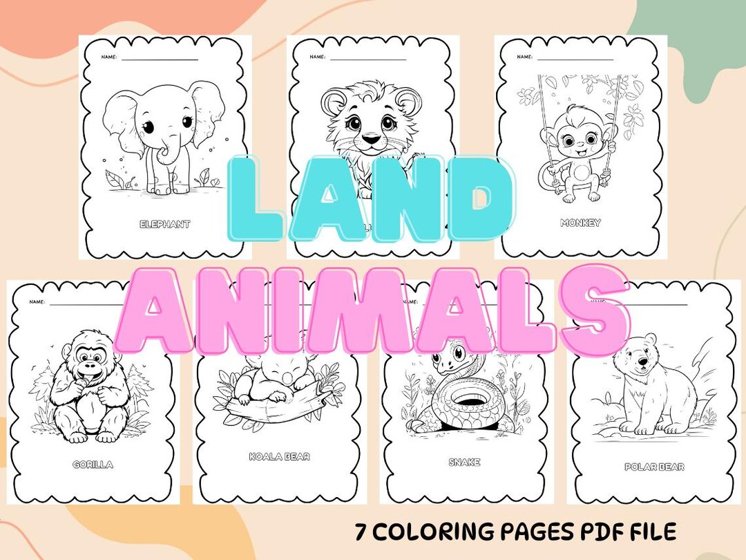 Sweet Creatures: Cute Land Animals Coloring Book by Craeart - Etsy