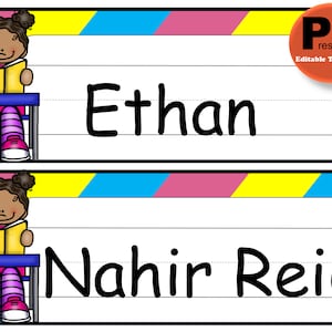 Editable Kid Name Tags| Student Name Plate| Colorful Name Plate| Desk ...
