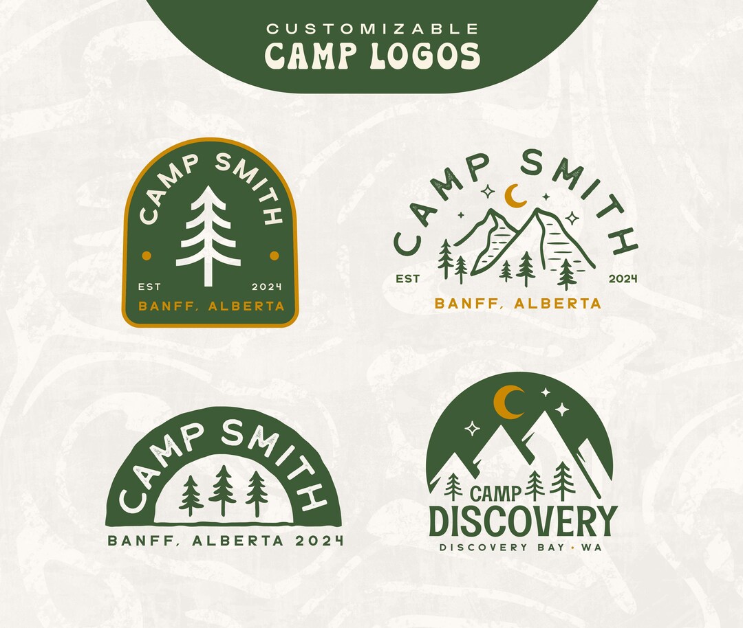 Custom Camp Logo | Outdoor Retro Camp Logo | Bridal Party Logos ...