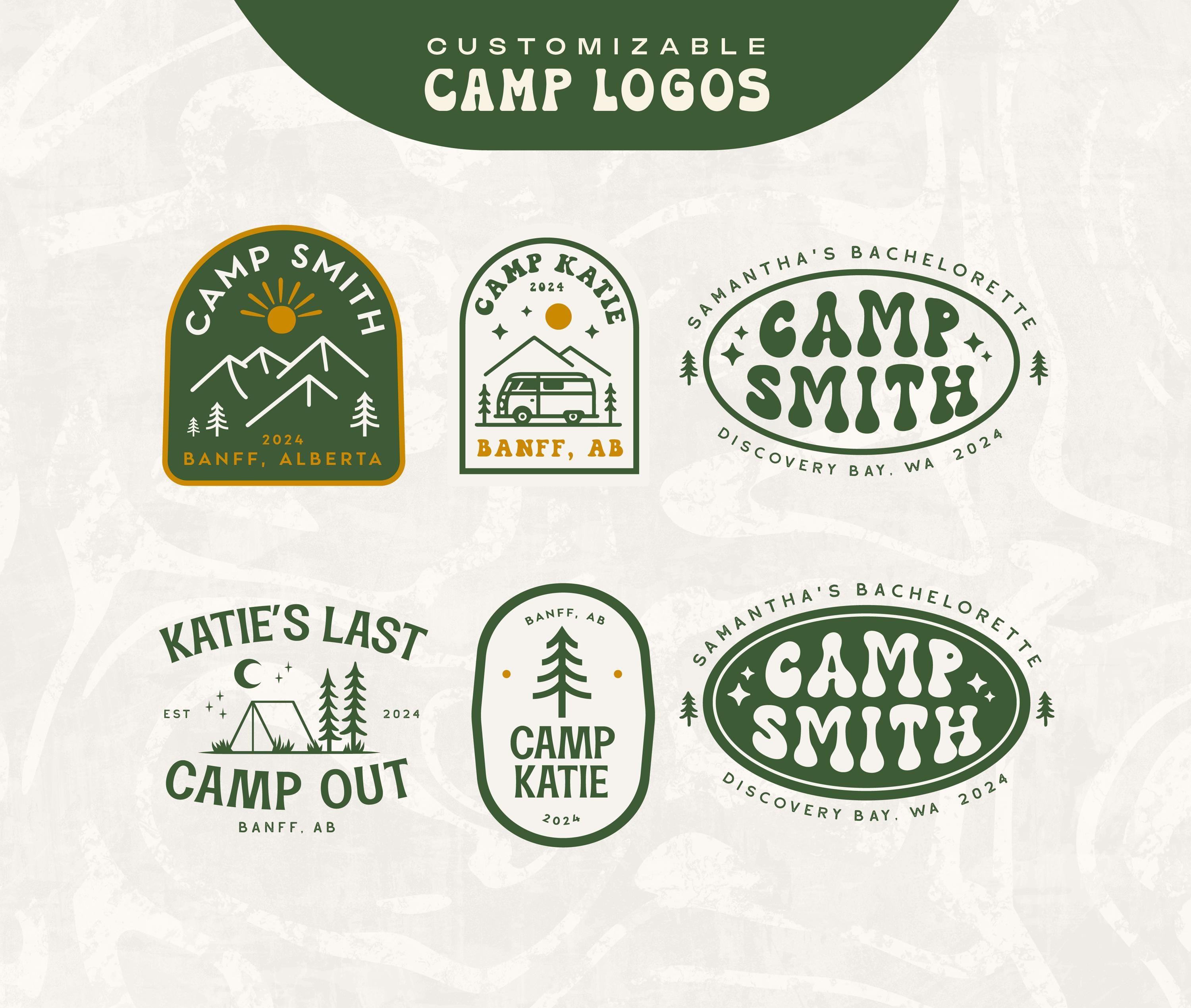 Custom Camp Logo Outdoor Retro Camp Logo Bridal Party Logos Camping ...