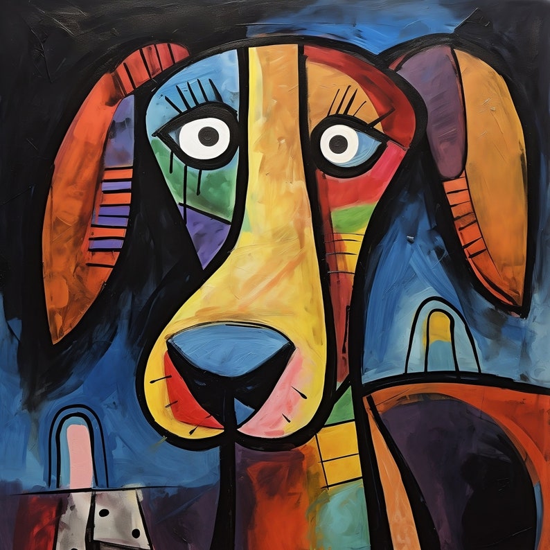 The Pup's Visage With a Cubist Twist - Etsy
