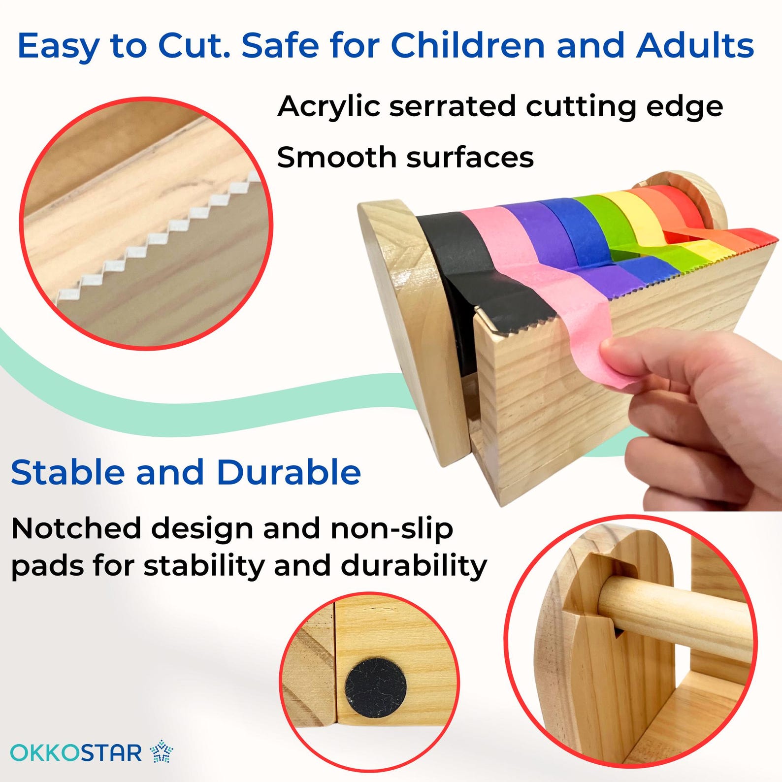 Wood Masking Tape Dispenser, Craft Tape Dispenser, Kids Tape Dispenser ...