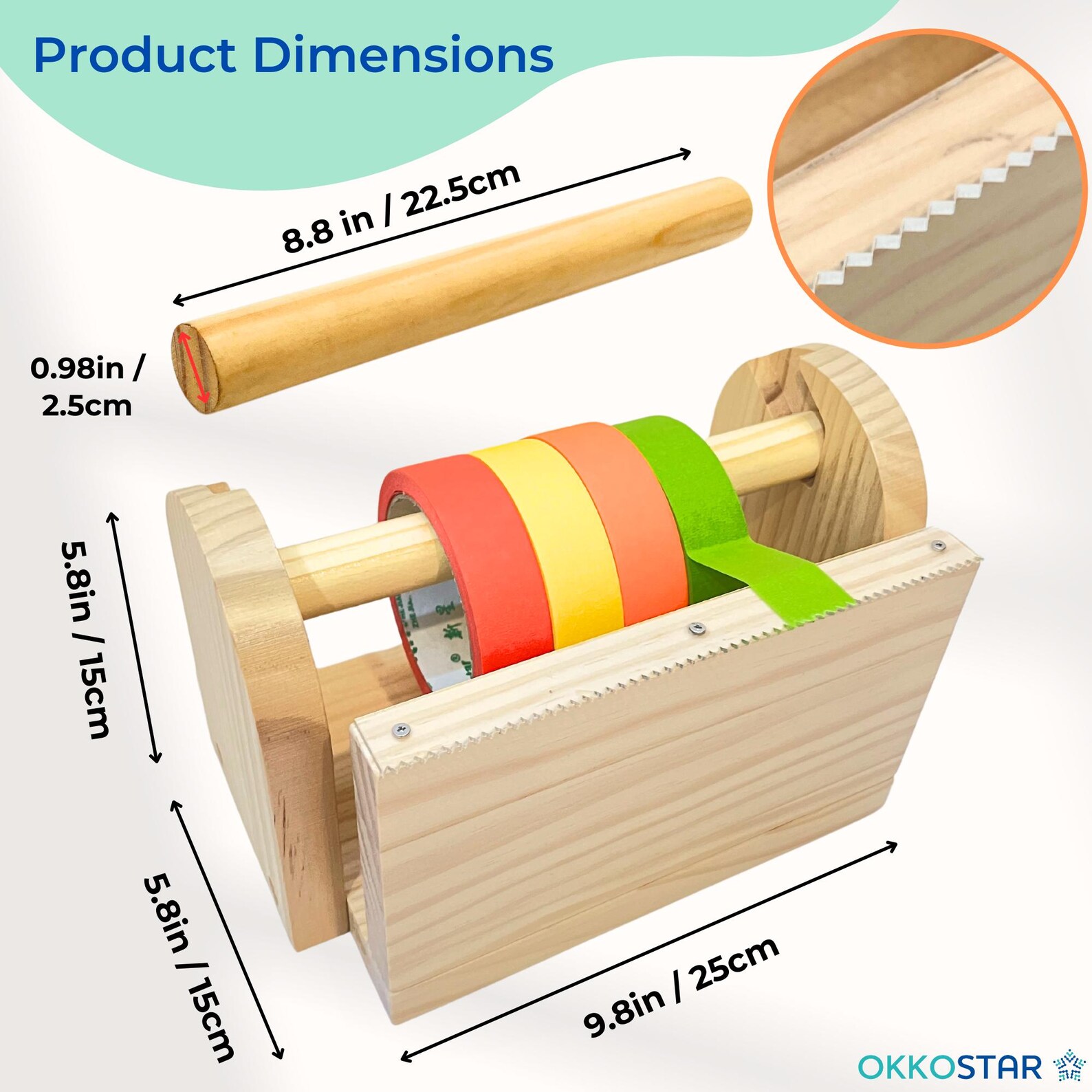 Wood Masking Tape Dispenser, Craft Tape Dispenser, Kids Tape Dispenser ...