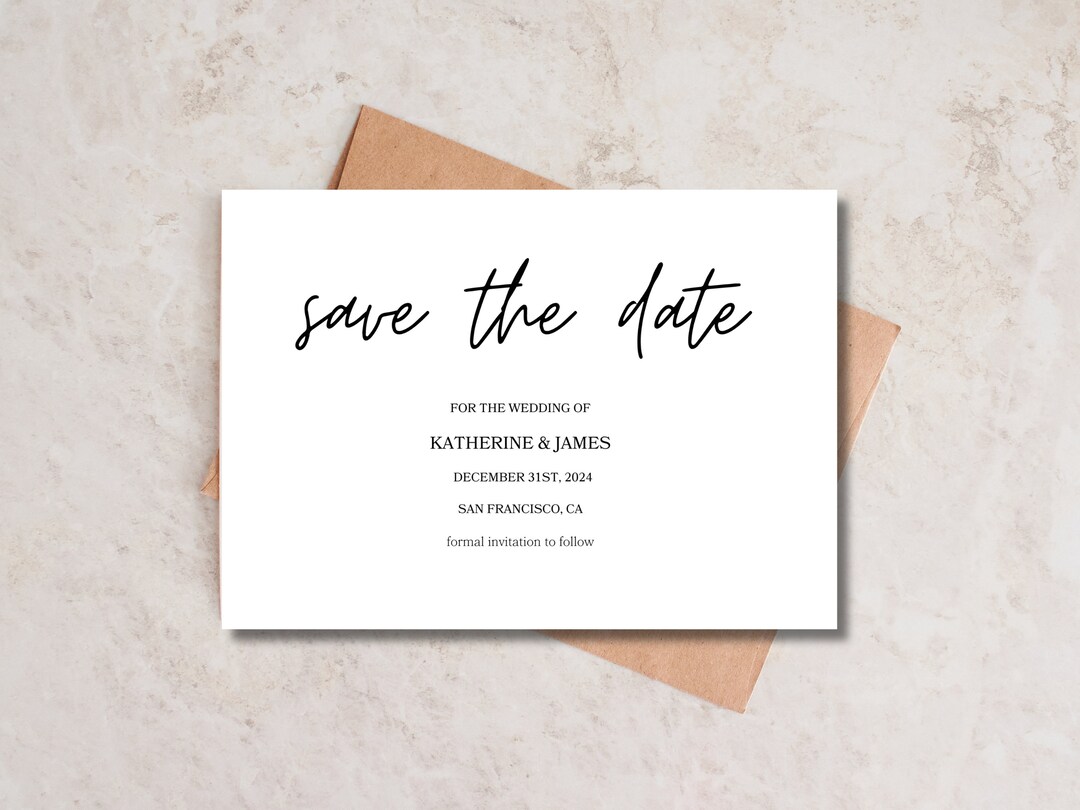 Modern Script Save the Date Template, Instant Download, Editable Using ...