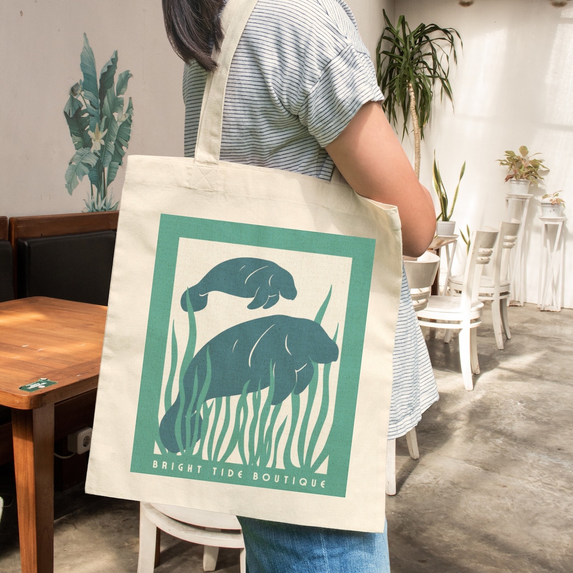 Cute Manatee Tote Bag Sea Cow Beach Bag Manatee Lover Gifts Manatee ...