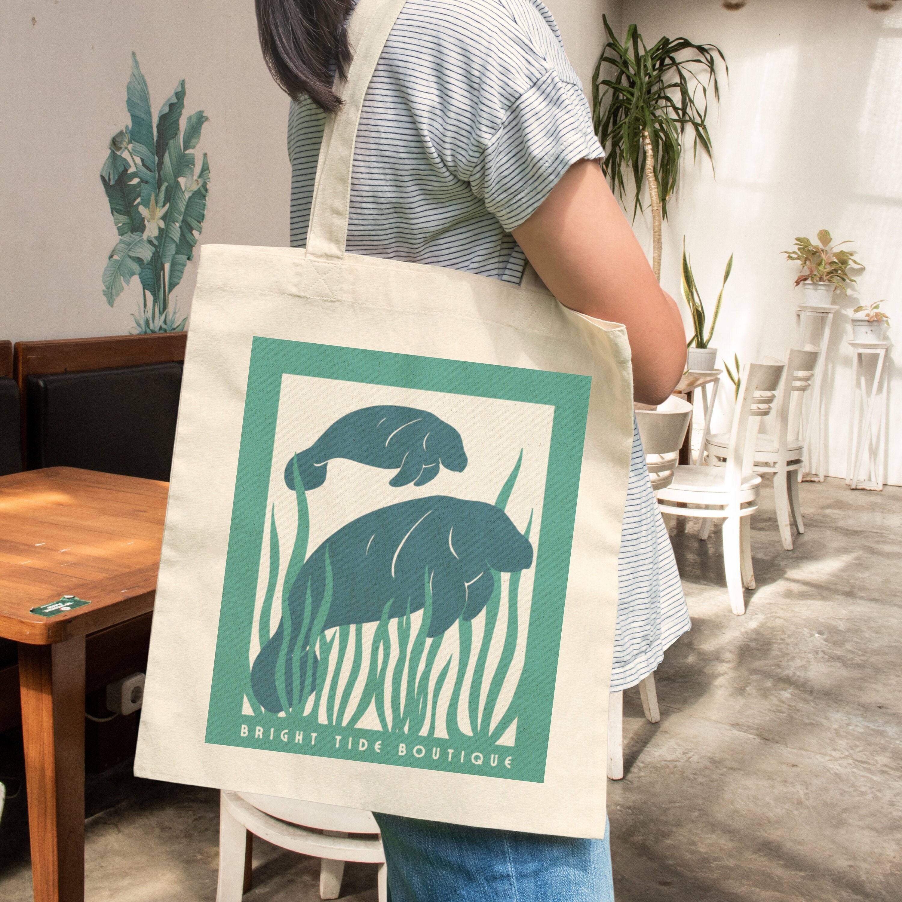 Cute Manatee Tote Bag Sea Cow Beach Bag Manatee Lover Gifts Manatee ...