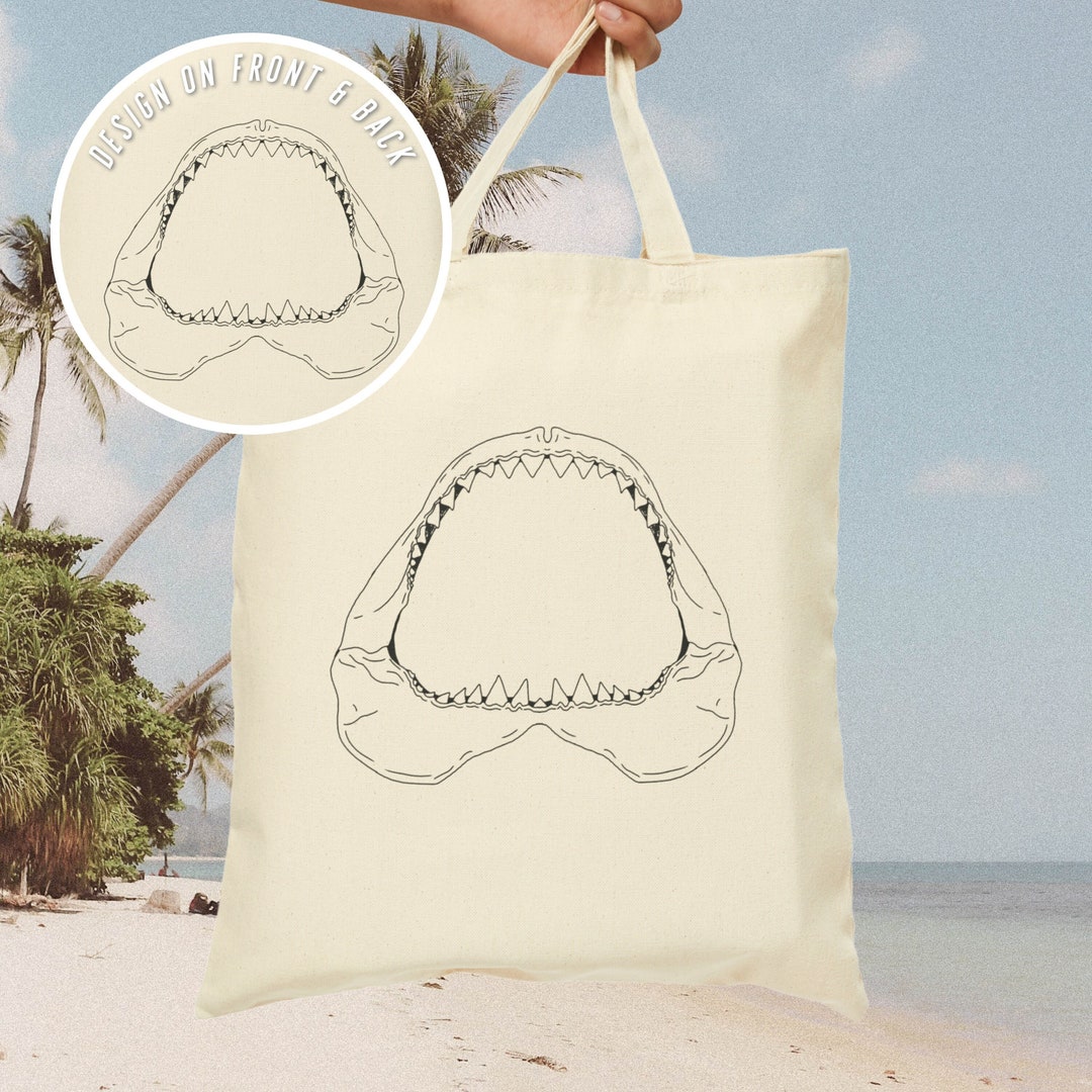 Shark Jaw Tote, Coastal Tote Bag, Tote for Shark Lovers, Shark Biology ...