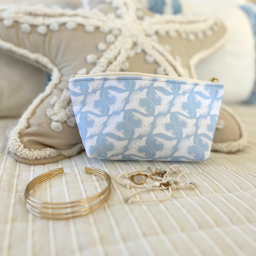 Coastal Theme Makeup Accessory Pouch - Sunfish Cosmetic Bag, Accessory ...