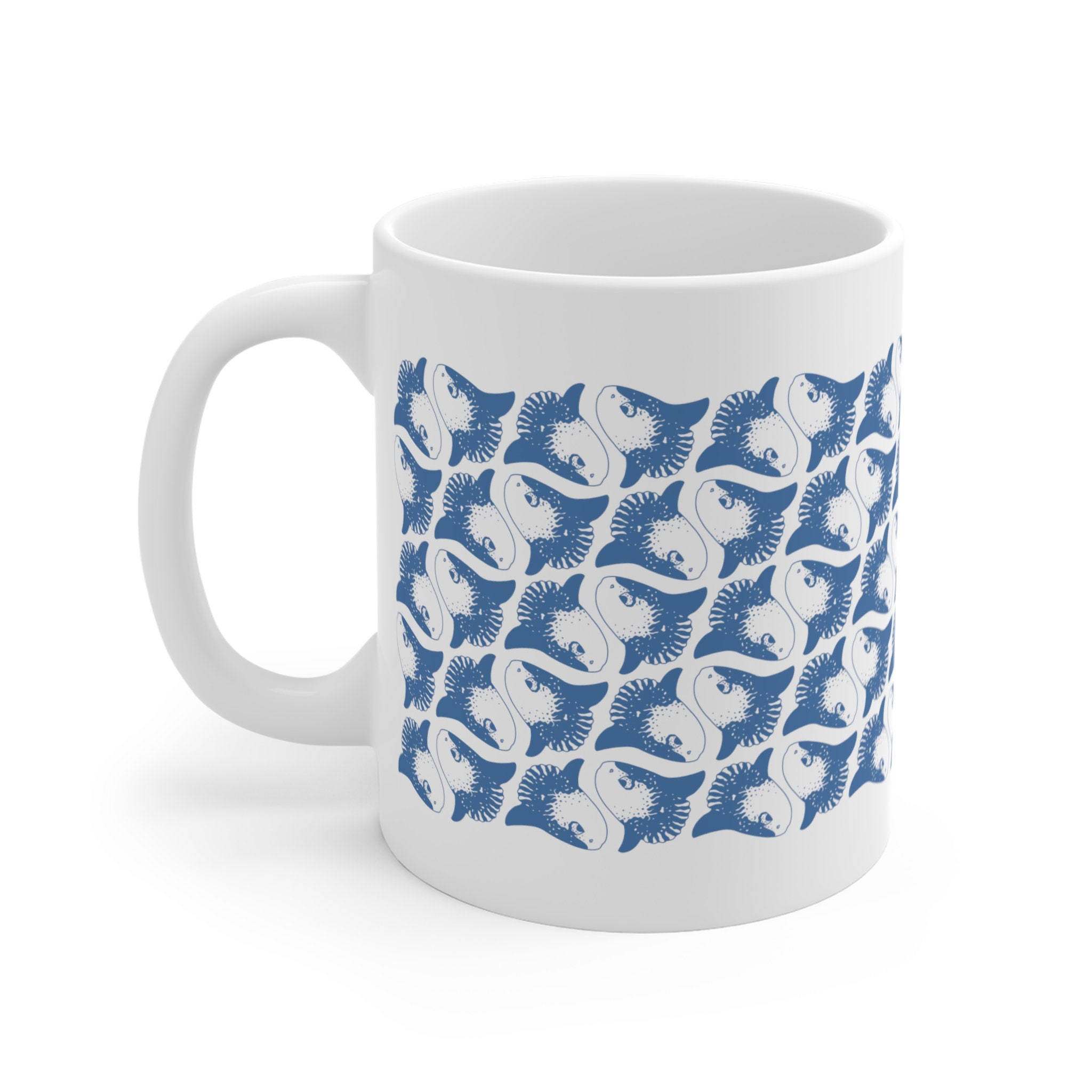 Ocean Sunfish Pattern Ceramic 11oz Coffee Mug, Fish Pattern Coffee Cup ...