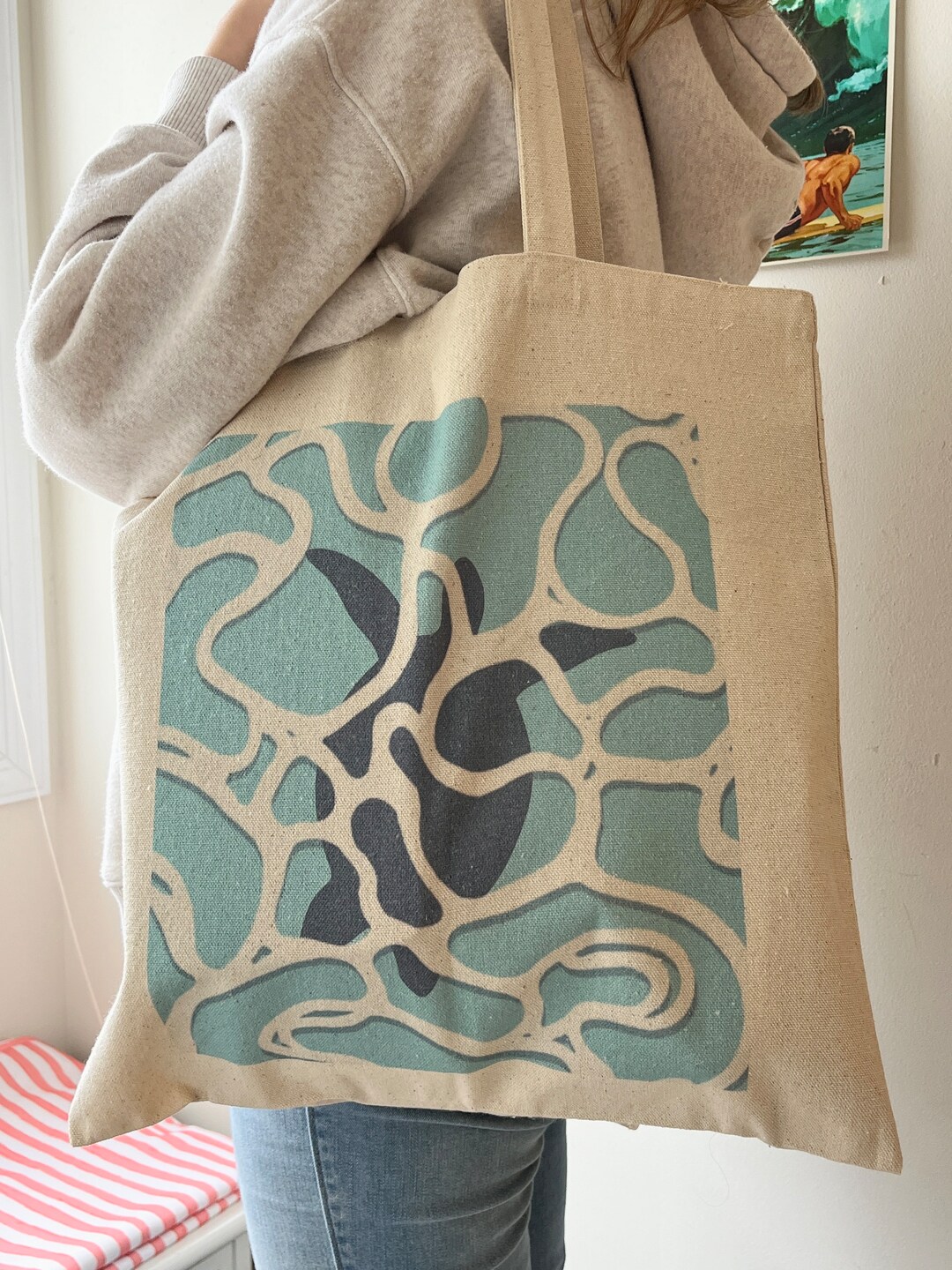 Retro Sea Turtle Tote Bag, Beachy Bag, Sea Turtle Bag, Beach Bag ...