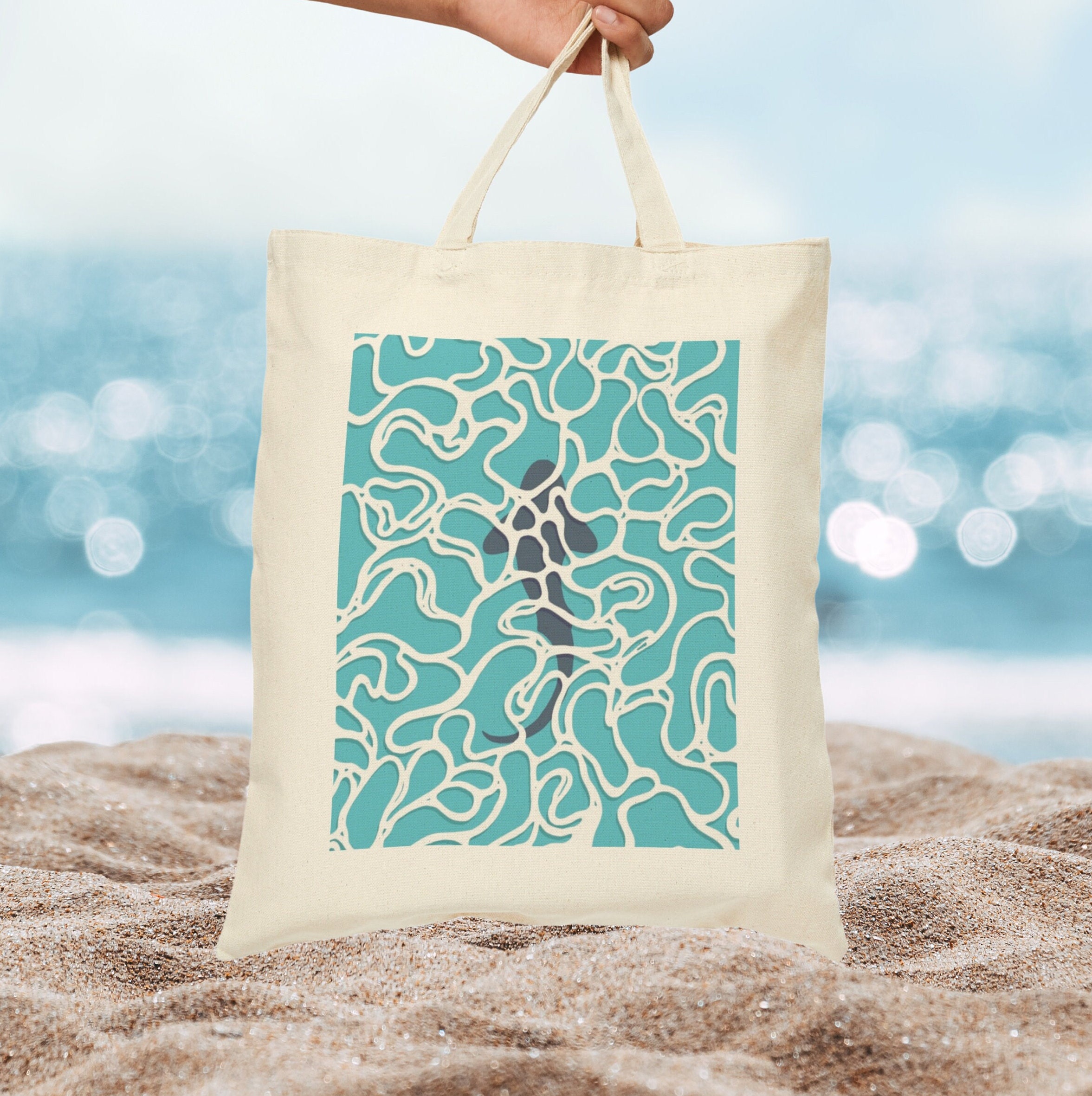 Modern Retro Shark Tote Bag Reusable Tote Bag Shark Tote - Etsy