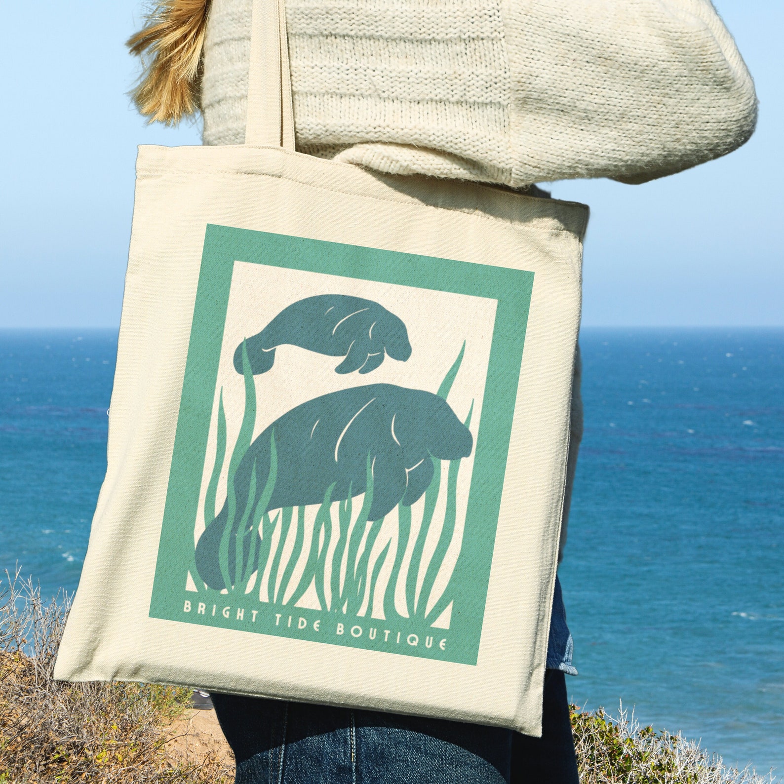 Cute Manatee Tote Bag Sea Cow Beach Bag Manatee Lover Gifts Manatee ...