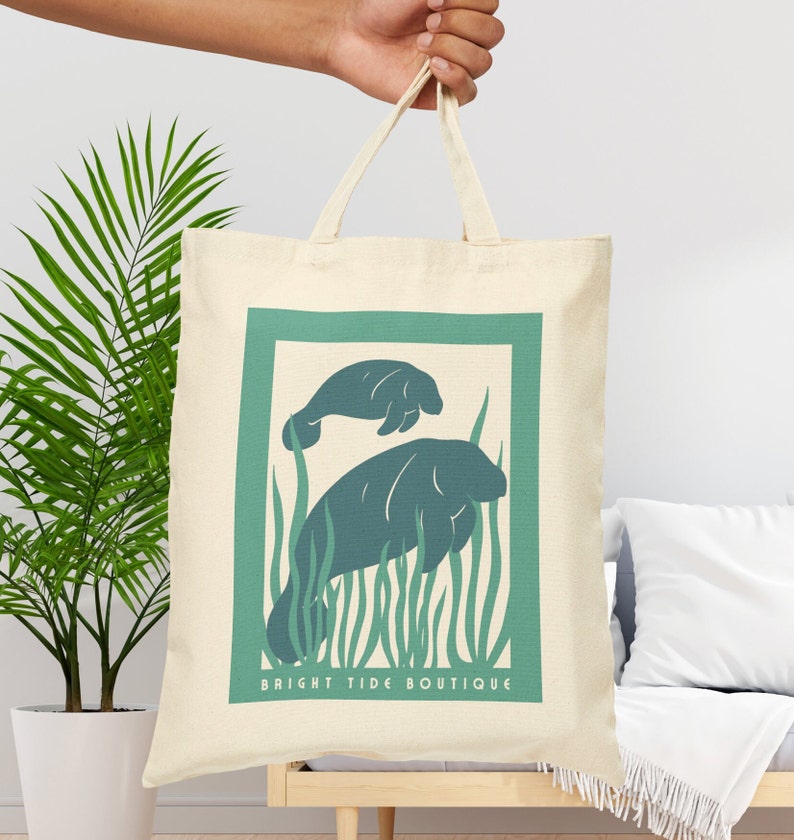 Cute Manatee Tote Bag Sea Cow Beach Bag Manatee Lover Gifts Manatee ...