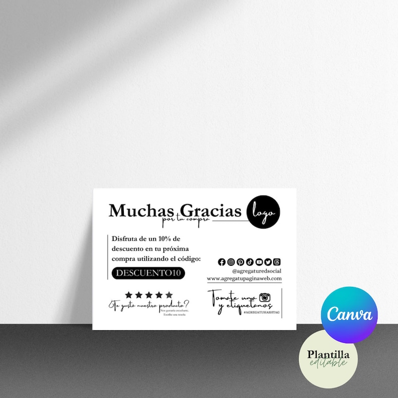 Tarjeta De Agradecimiento (PLANTILLA DE CANVA) - Etsy
