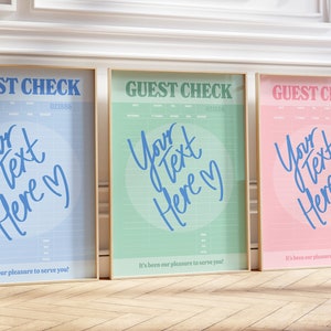 Custom Guest Check Print Art, We'll Add Your Text in a Handwritten Font ...