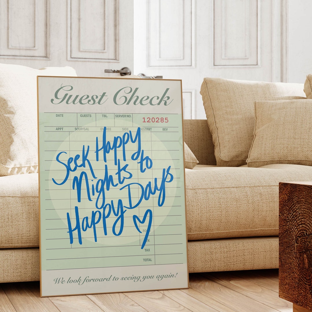 Shakespeare Guest Check Print - "seek Happy Nights to Happy Days" Quote ...