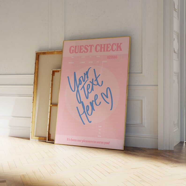 Custom Guest Check Print Art, We'll Add Your Text in a Handwritten Font ...