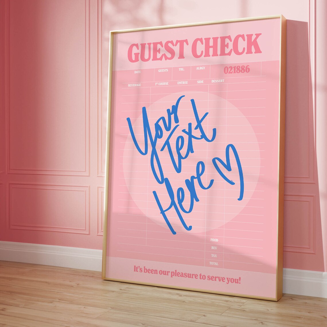 Custom Guest Check Print Art, We'll Add Your Text in a Handwritten Font ...